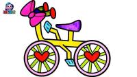 女孩爱心自行车绘画简笔画故事