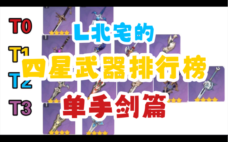 【原神武器】一目了然!四星武器双维度综合排行榜 单手剑篇