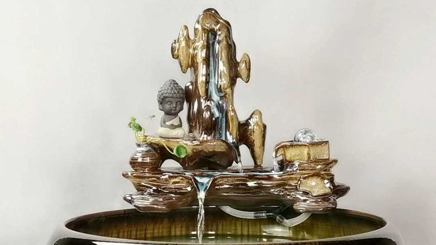 景德镇陶瓷鱼缸流水摆件家用客厅养鱼盆带过滤循环增氧