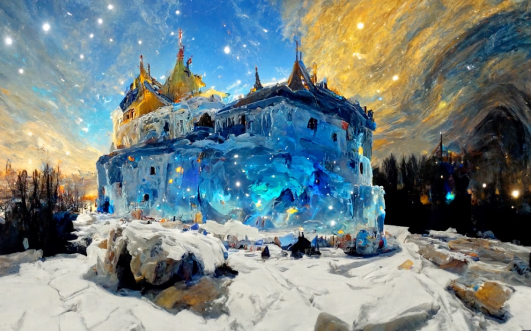 【AI绘画-02】至冬冰雪城堡,AI眼中达达利亚的故乡