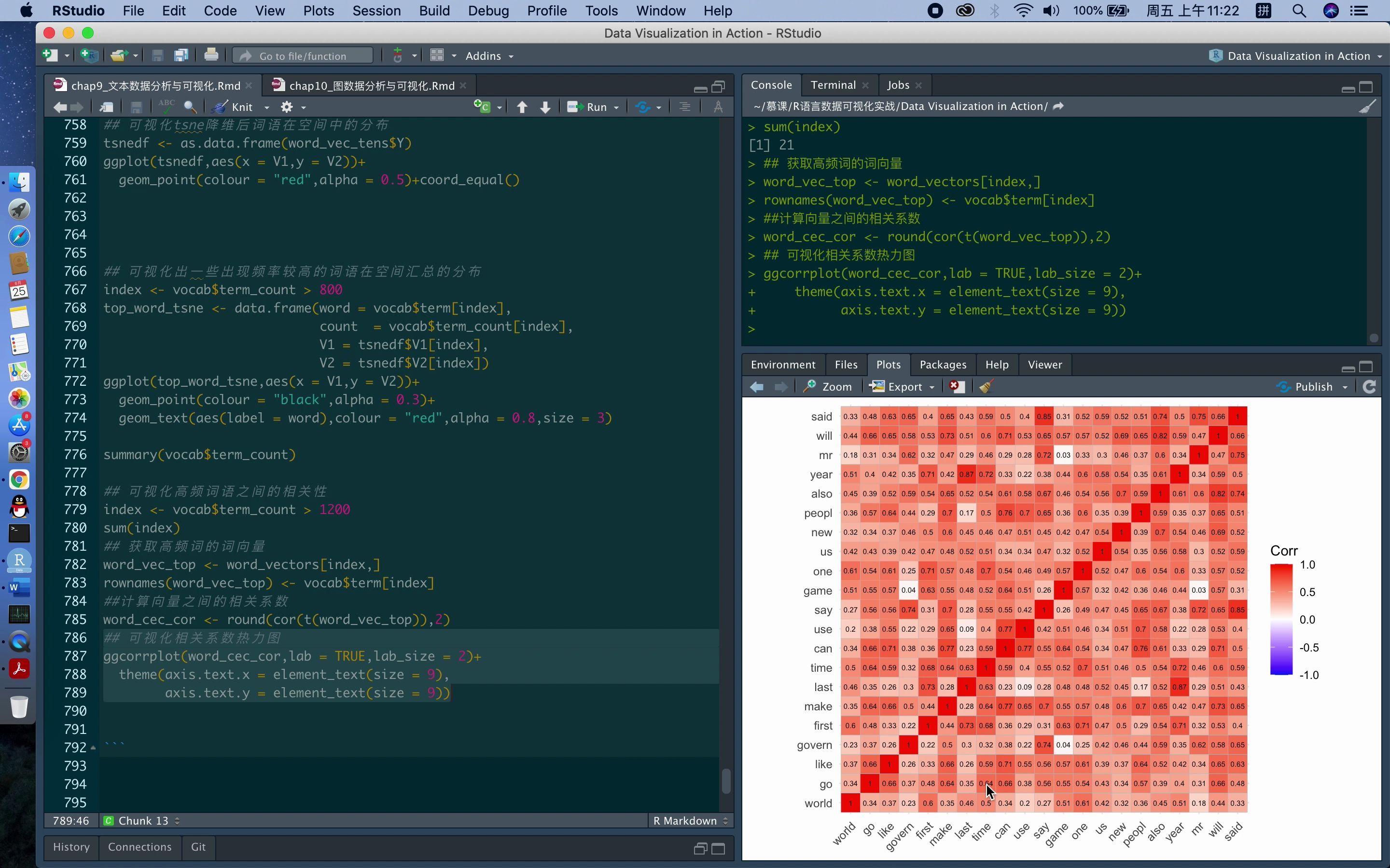 《R语言数据可视化实战》chap9-4 词向量与可视化