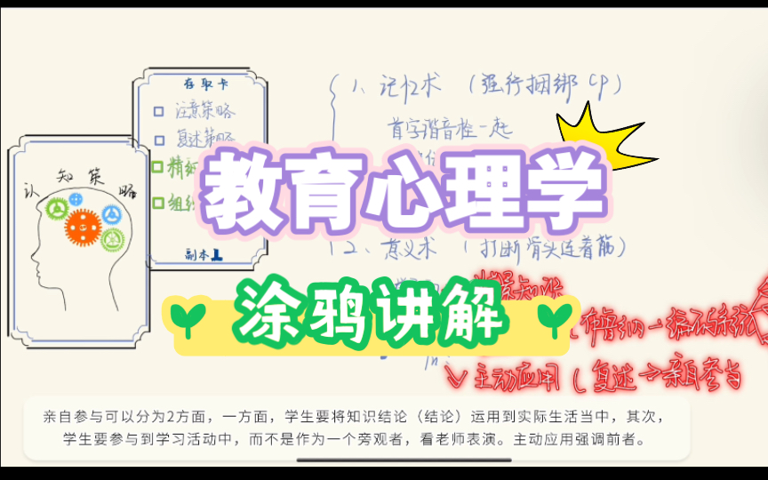 【教育心理学】认知策略之精细加工策略和组织策略