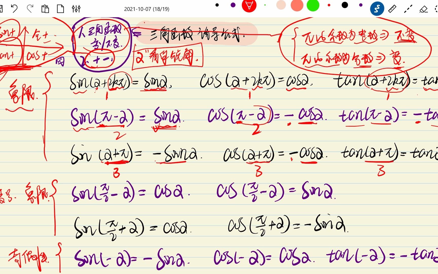 三角函数诱导公式快速记忆方法