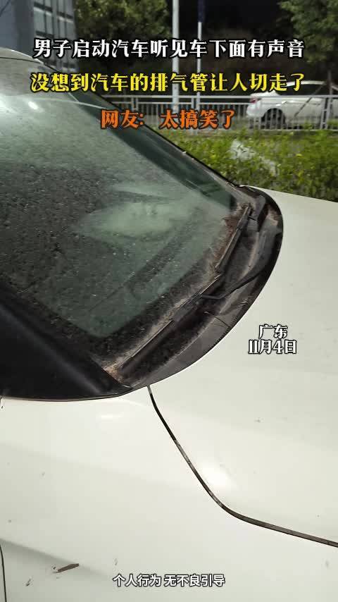 男子启动汽车听见车下面有声音,没想到汽车的排气管让人切走了