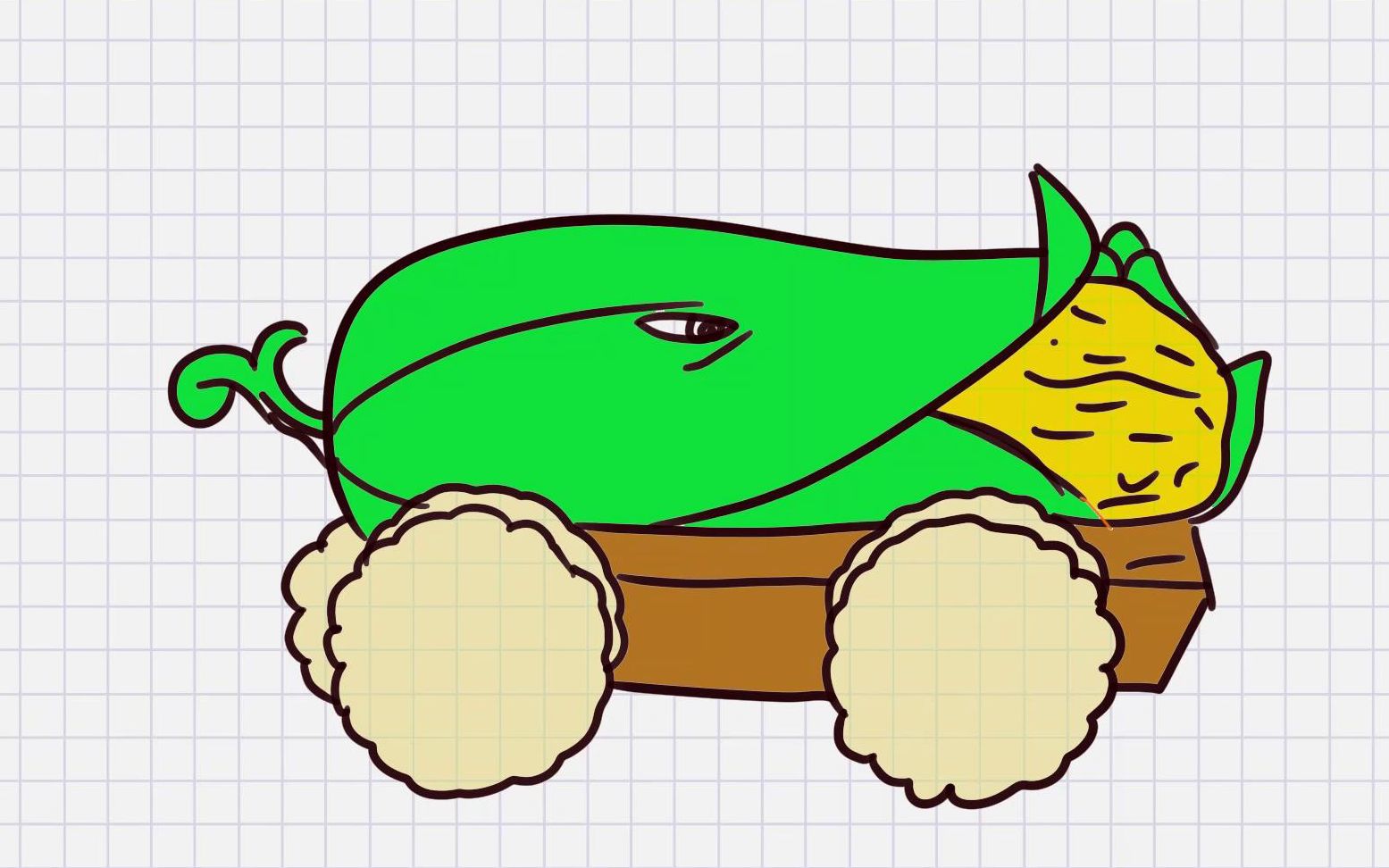植物大战僵简笔画:画植物大战僵尸中的玉米加农炮简笔画