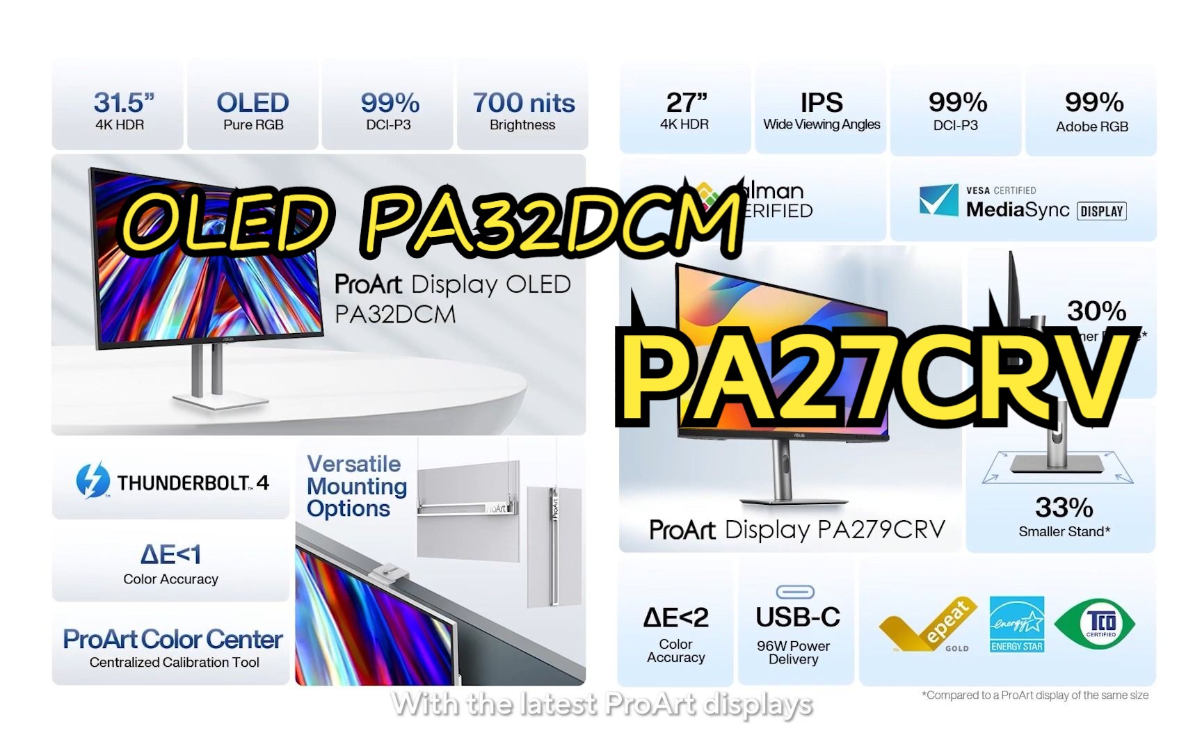 ...最新PA系列产品 OLED面板 PA32DCM 与最新IPS面板PA279CRV ...