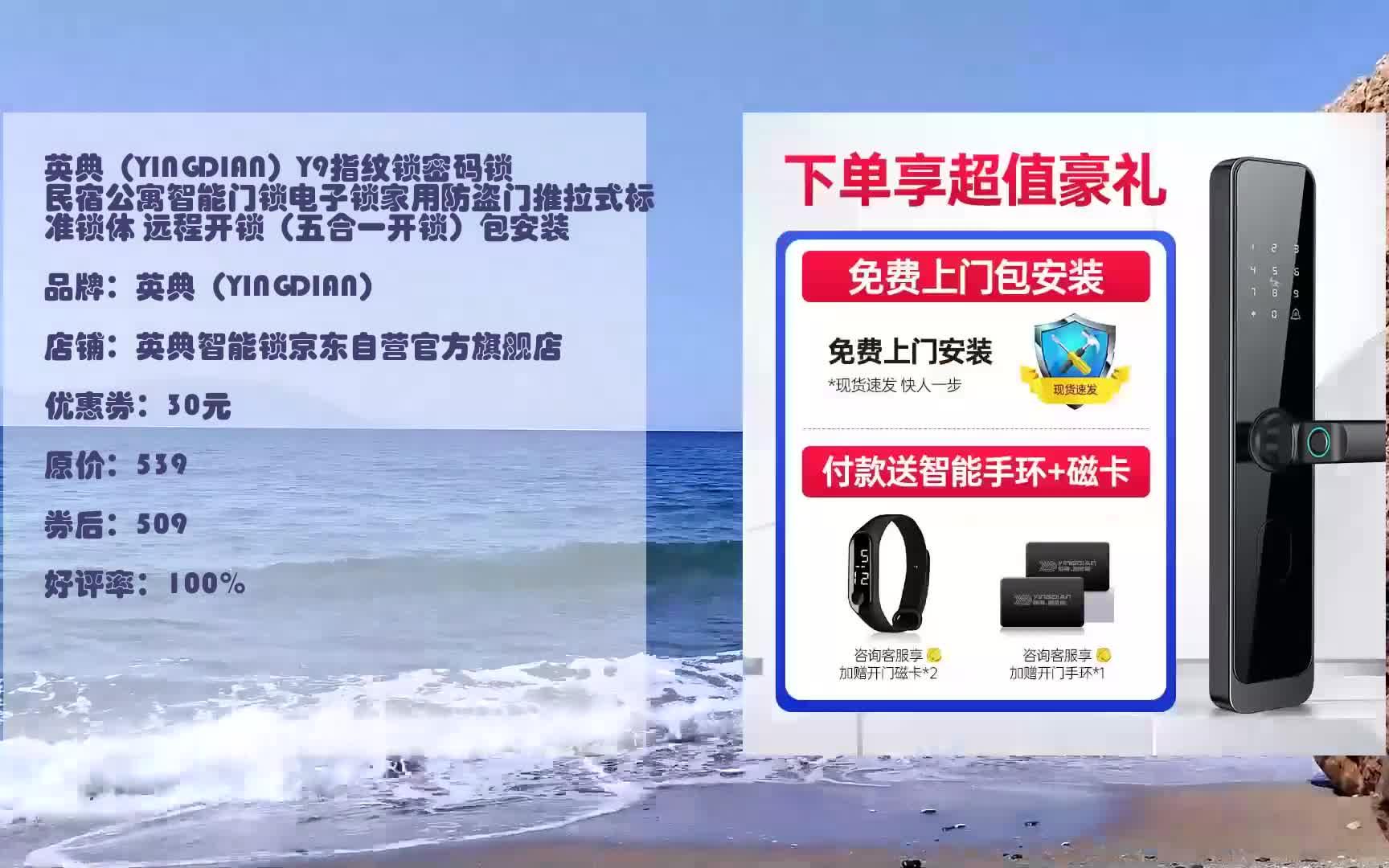 ...门锁电子锁家用防盗门推拉式标准锁体 远程开锁(五合一开锁)包安装