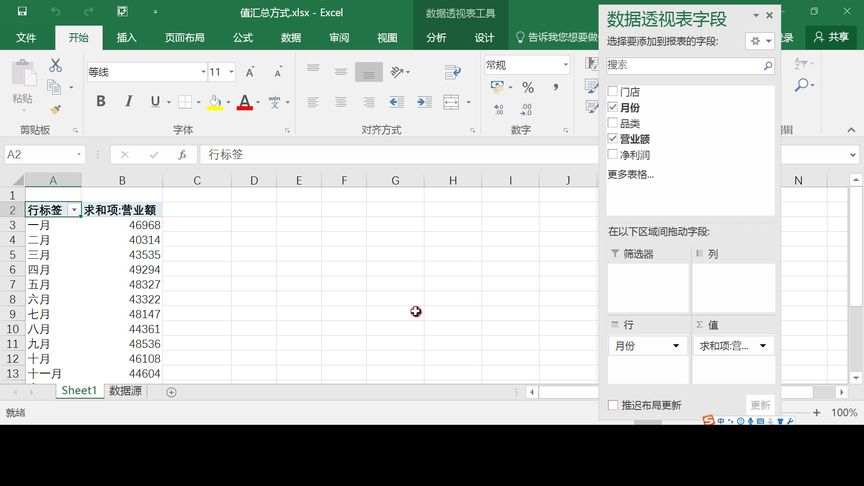 Excel数据透视表中值汇总方式的应用,工作中经常用到,新手必学