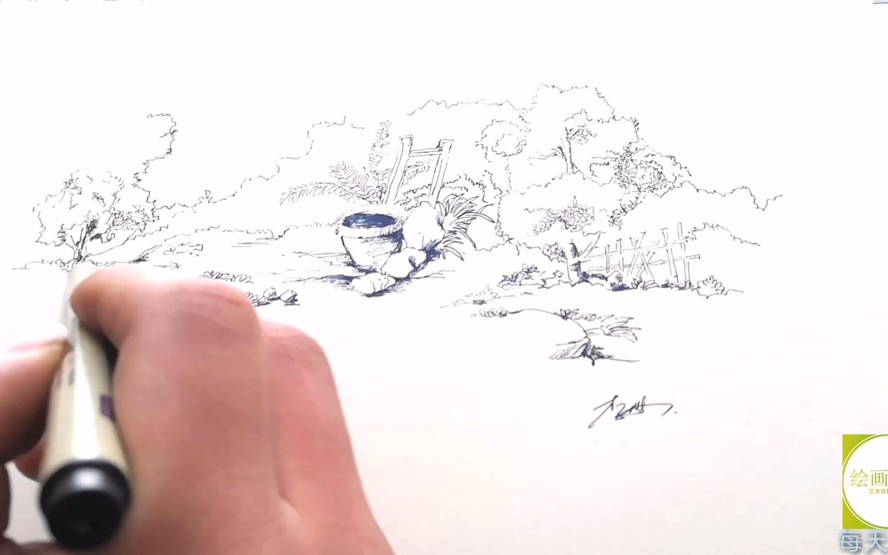 零基础钢笔画入门风景速写入门教程钢笔画画出的意境太美了