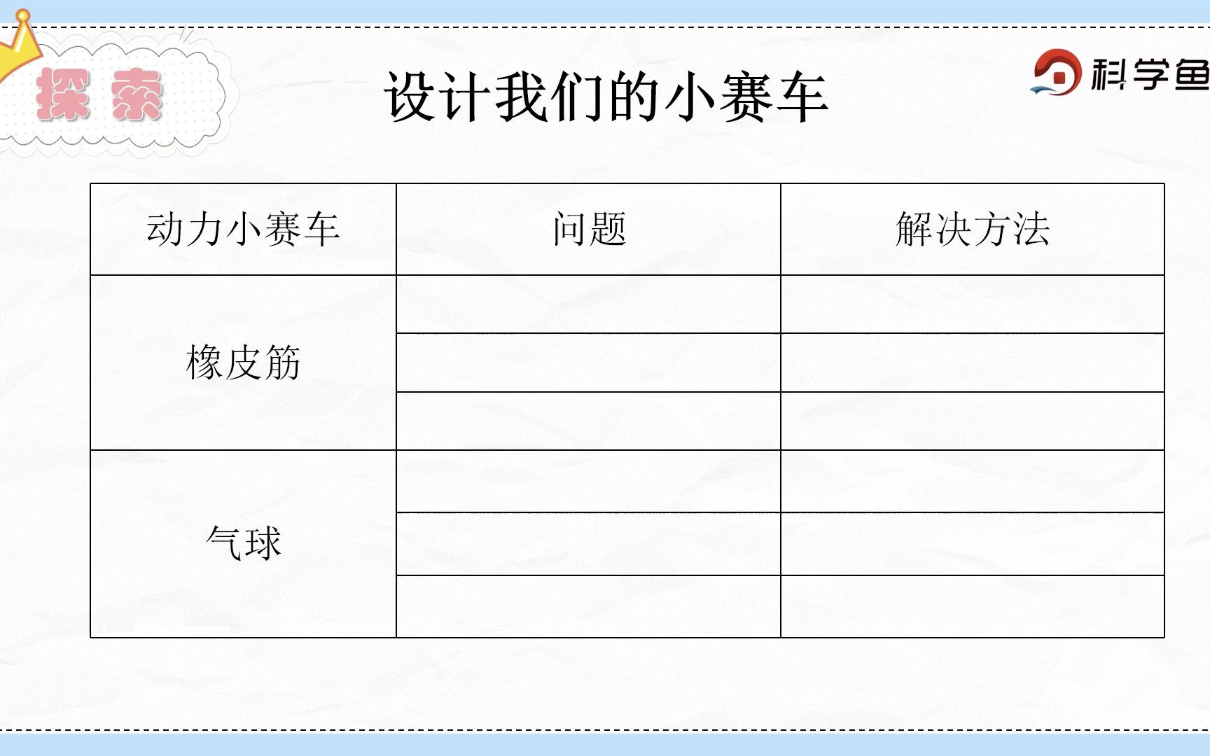 科教版五年级科学上册《设计制作小赛车》实验