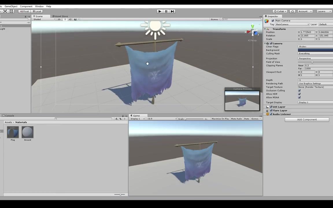 怎么使用Unity3D中的布料系统做一个旗帜