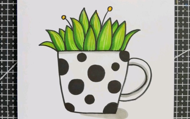 简笔画:水杯盆栽