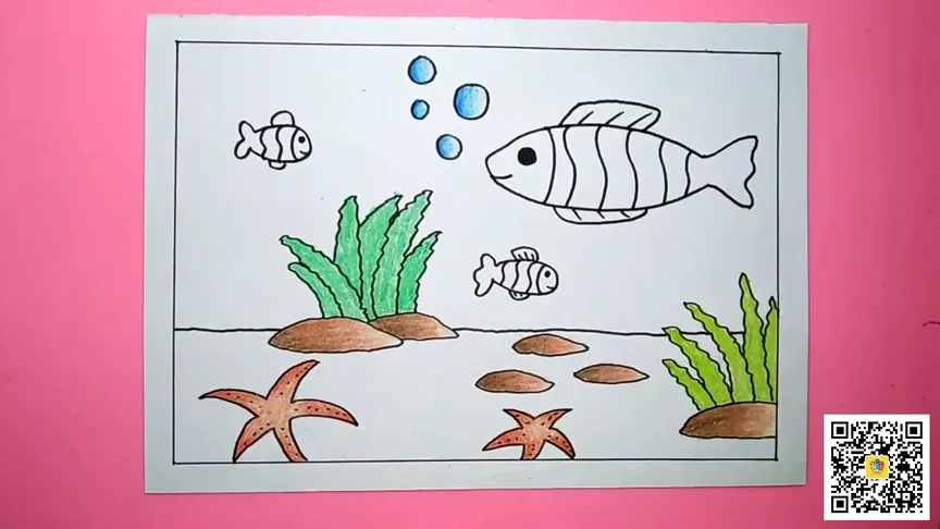 儿童简笔画精选-彩色的海底世界