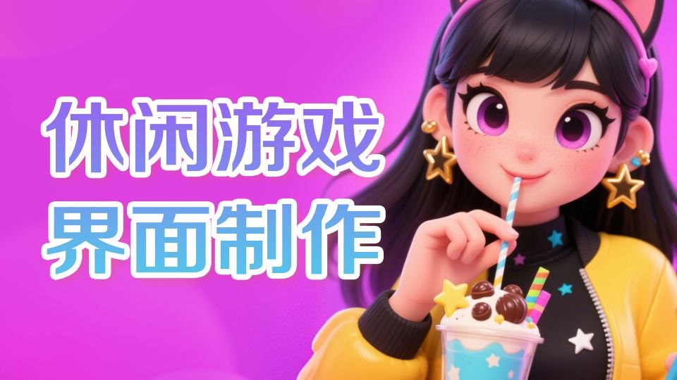 【游戏UI设计教程】0基础新手入门-Q版欧美风休闲,游戏界面全流程制作