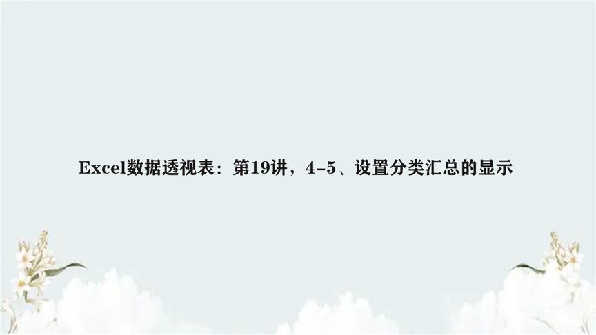 Excel数据透视表:第19讲,4-5、设置分类汇总的显示