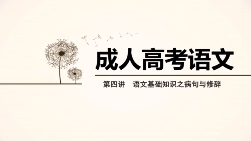 成人高考 考前复习 语文 第四讲 语文基础知识之病句与修辞