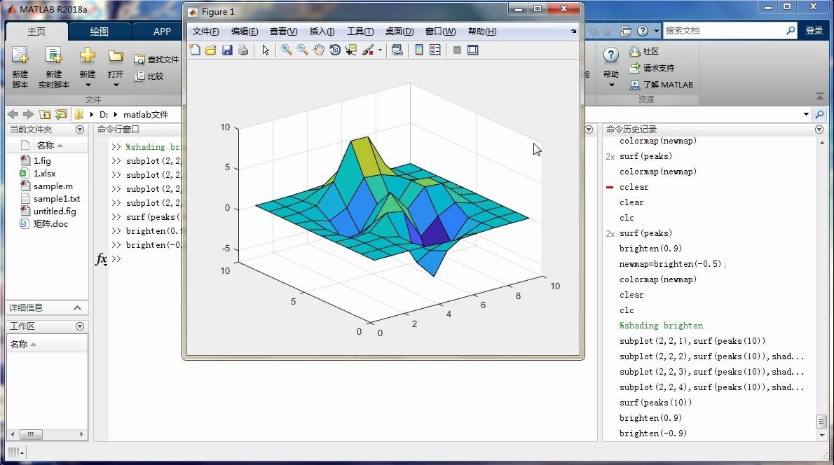 【MATLAB】24.三维图形颜色处理-shading和brighten