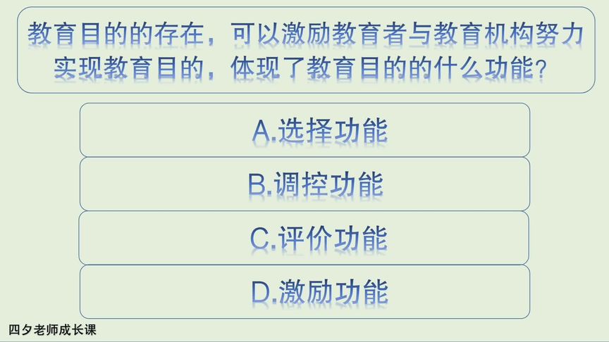 教育公共基础:教育目的激励教育者,体现教育目的什么功能?