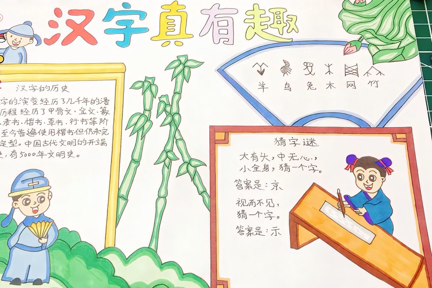 汉字真有趣手抄报,中国传统文化识字小报,快.