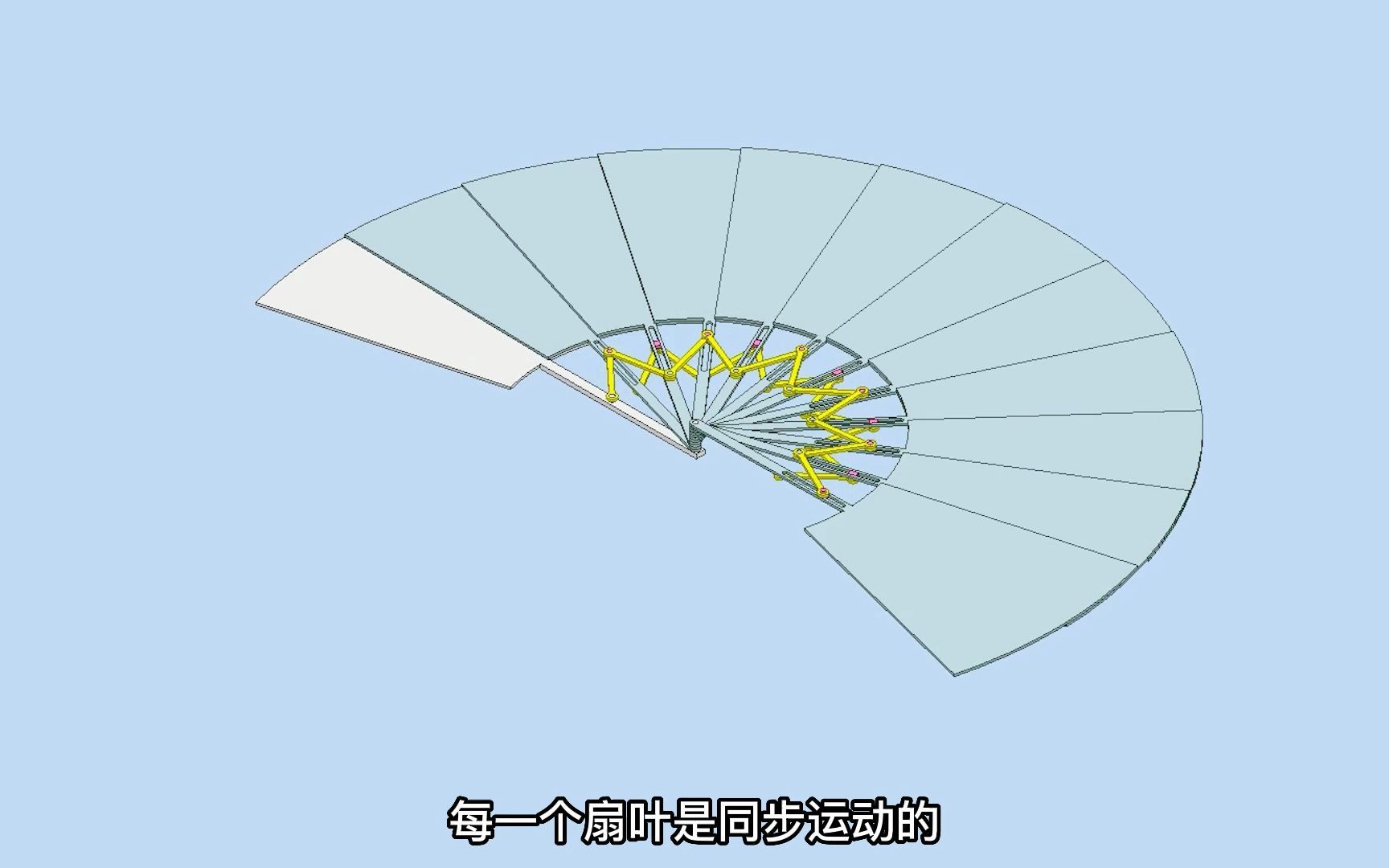 一种类似扇子的折叠机构,一起看看他是怎么设计的吧