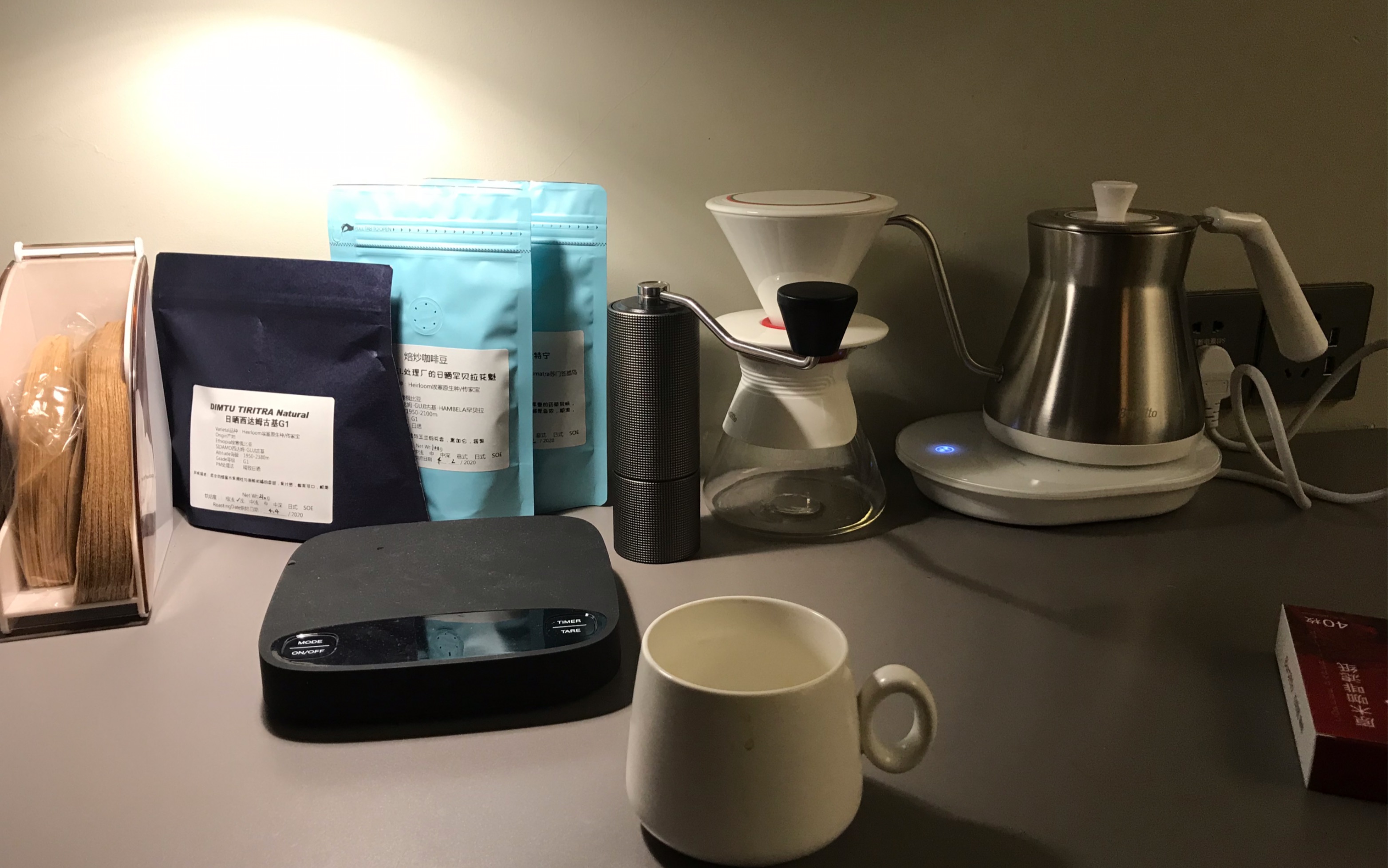 4月8日 开箱百胜图手冲壶 栗子c磨豆机 沸水冲煮日晒埃塞俄比亚古迹 ...