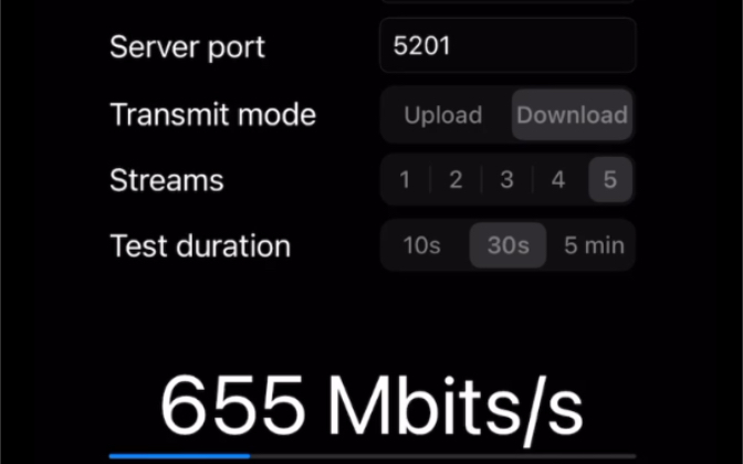 苹果 iphone12 iperf3 内网测速 华硕acrh17 WIFI 5路由 5G 测速