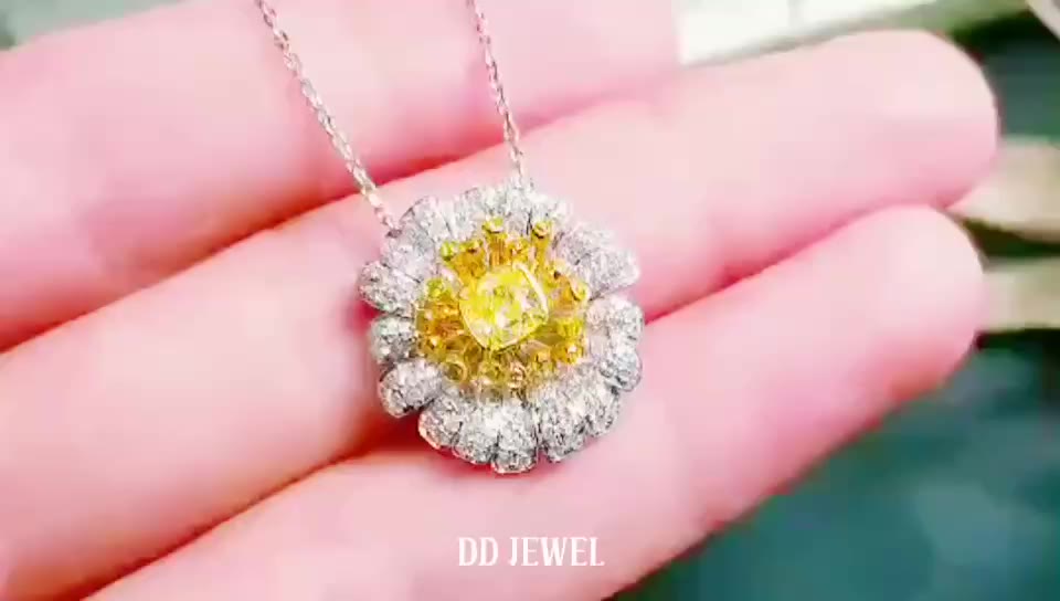 【DD珠宝】精致小雏菊,精工定制黄钻吊坠~