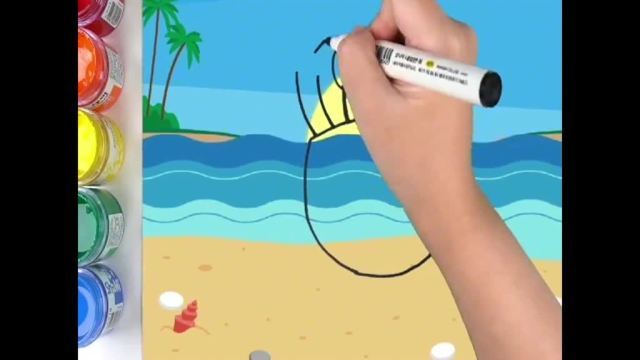 创意简笔画,绘制可爱的小螃蟹并着色,太有趣了!