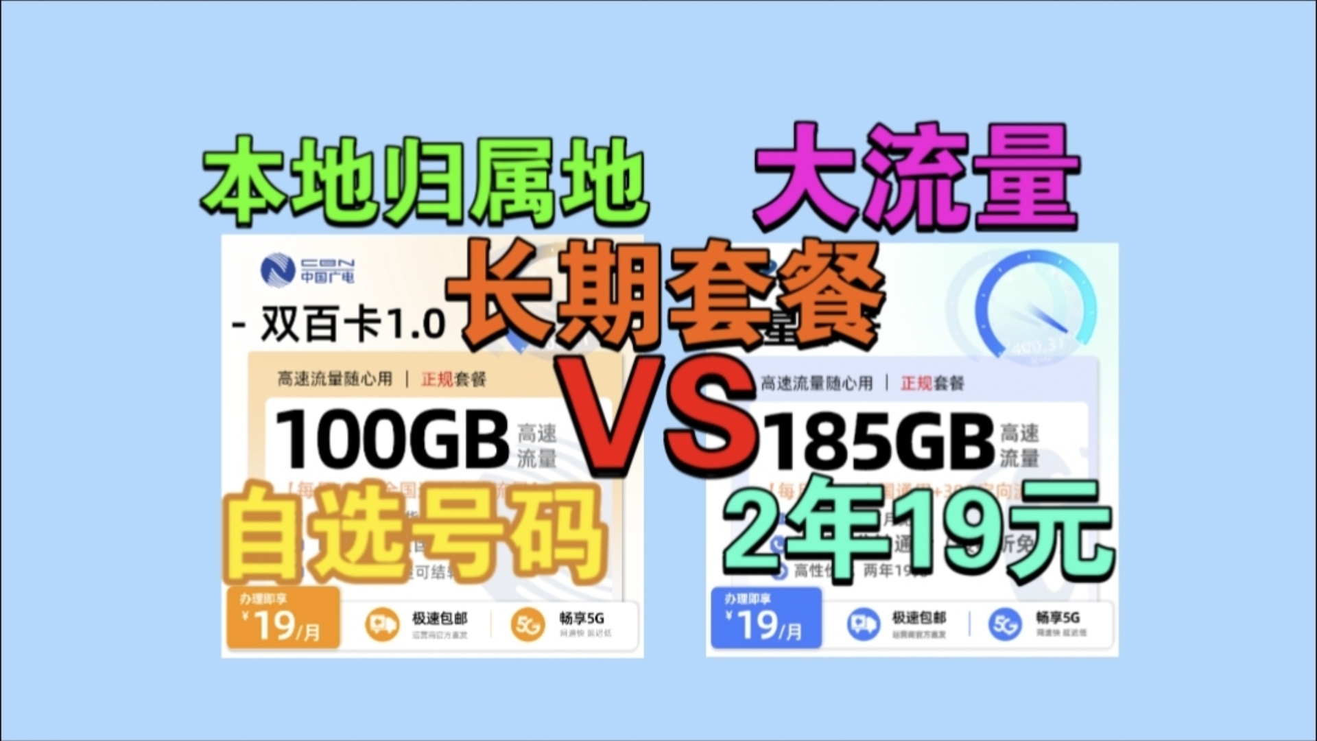 【广电VS电信】1年19元=100G,2年19元=185G|2025流量卡推荐、5G...