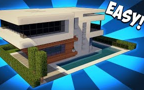 MC建筑教程-如何建造一个豪华的现代别墅-极简教程(2017最新设计)