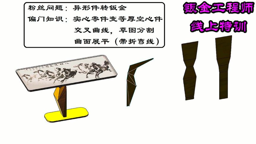 SOLIDWORK异形件转钣金:实心变空心,草图分割,曲面展平