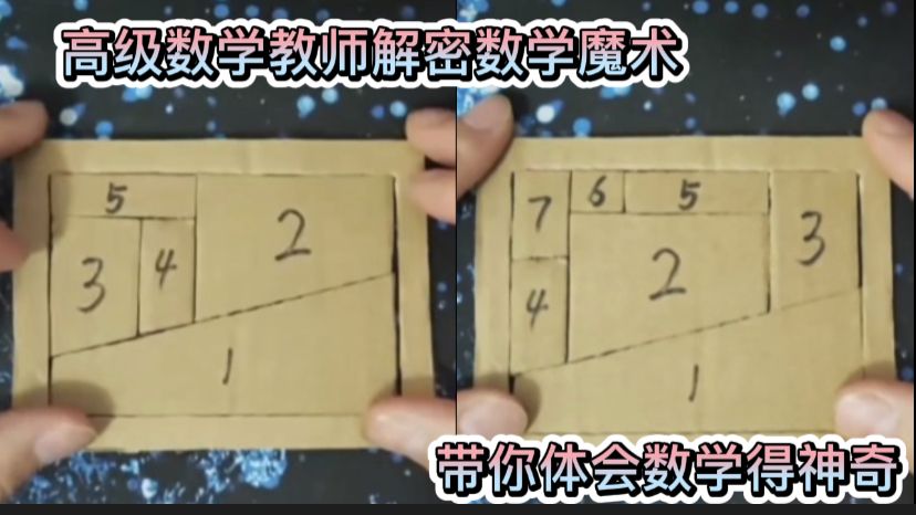 神奇的数学小魔术,你能看出来,小纸块如何凭空加进去的吗