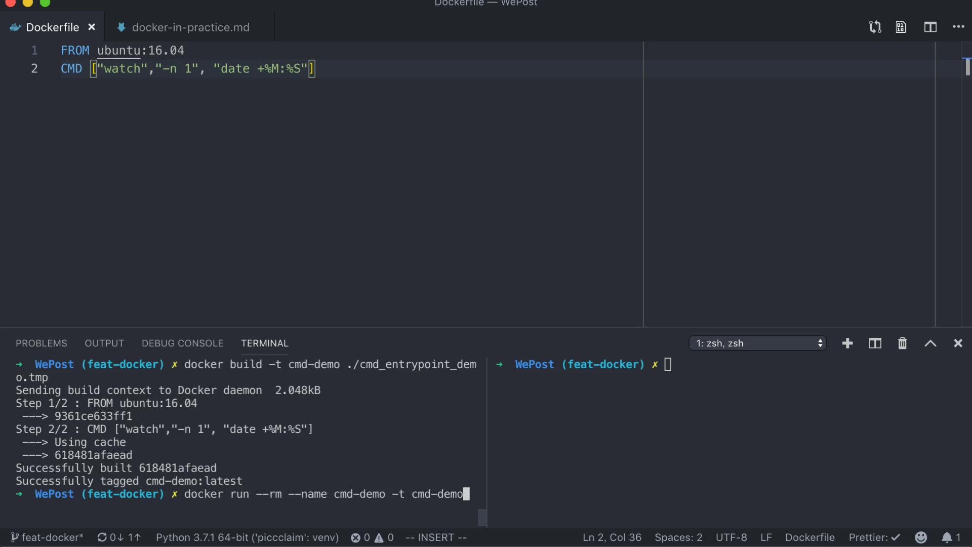 Docker 实践 (4) 容器进程启动的两种模式: `exec` 形式和 `shell` 形式