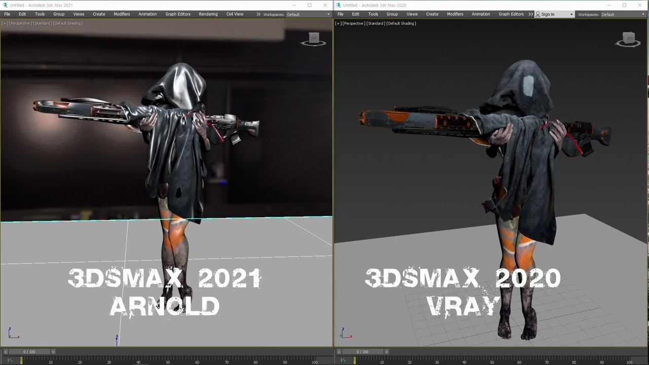 【Arnold】3dsmax 2021 arnold渲染器与2020 vray 4.3对比测试