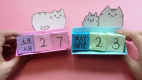 自制多功能方块日历DIY小猫日历可随意改变日~萌萌哒很可爱