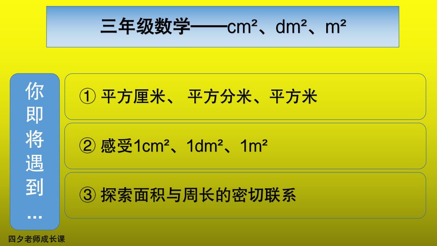 三年级数学:常用的面积单位:平方厘米、平方分米、平方米