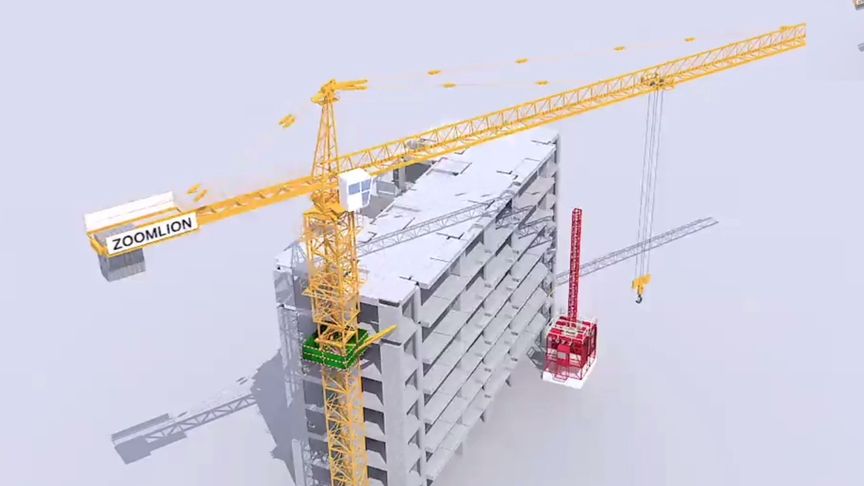 高清BIM动画:BIM模拟施工电梯上料平台安装过程