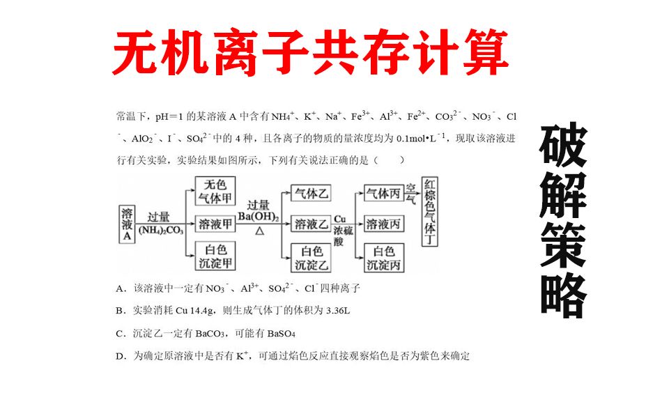 高考化学复杂无机离子共存推断计算题如何分析?