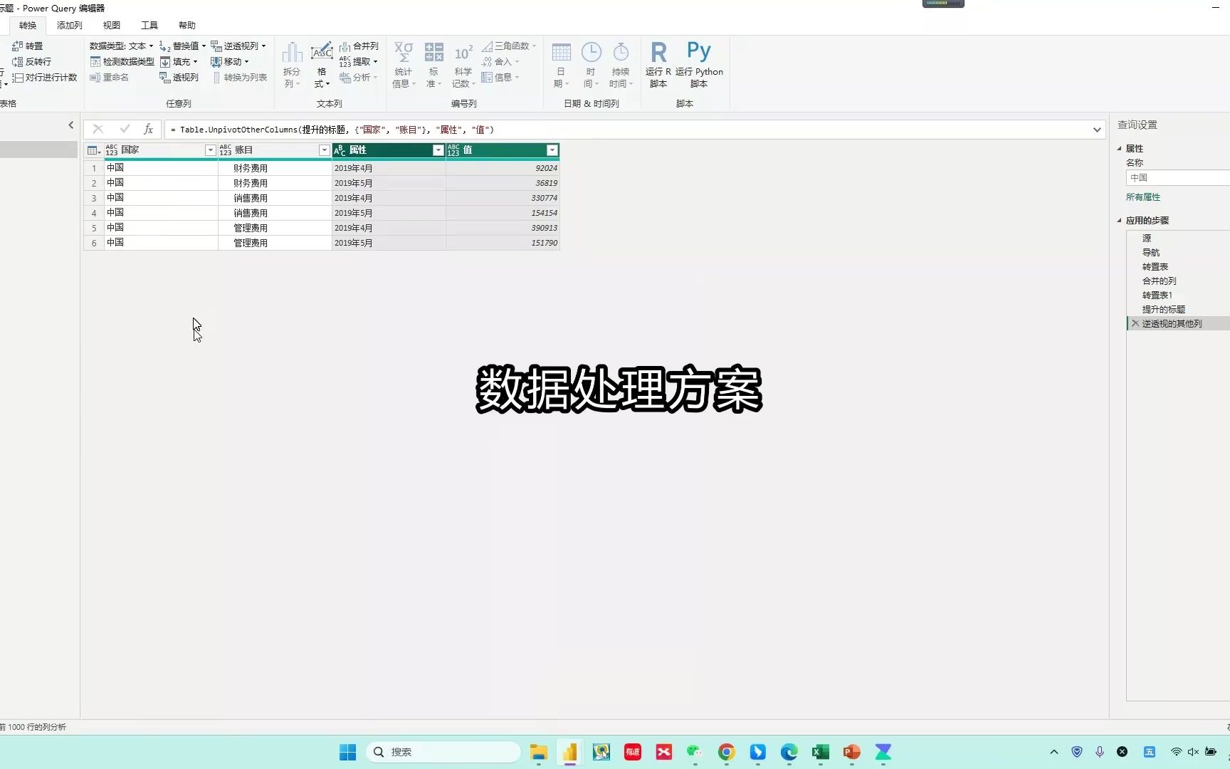 Power BI多表头数据表的转换