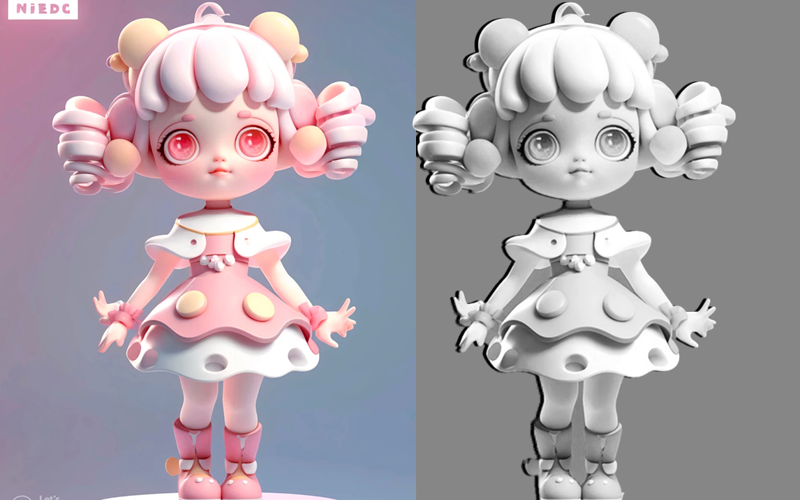 【zbrush雕刻】Q版卡通角色手办模型制作,材质上色渲染教程讲解,基础...