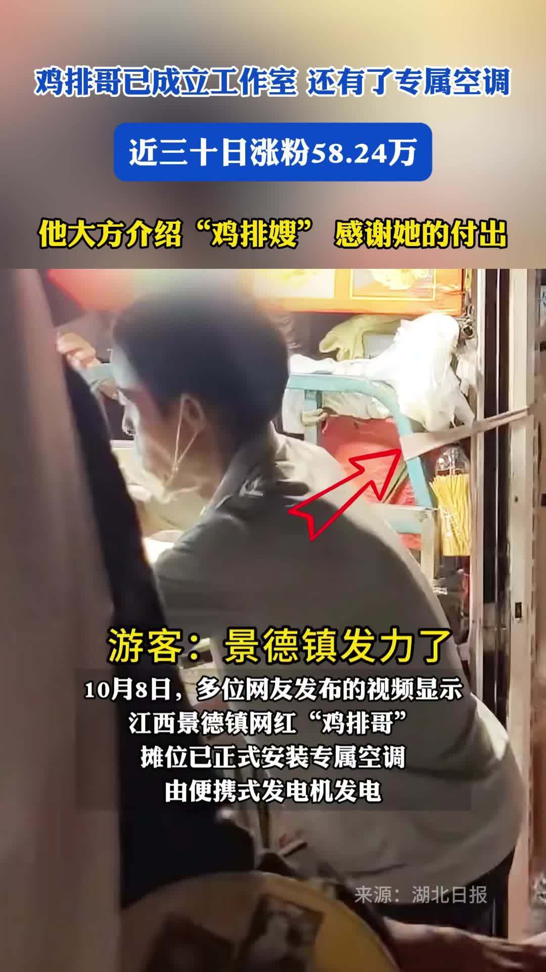 国庆期间鸡排哥已成立工作室,还有了专属空调