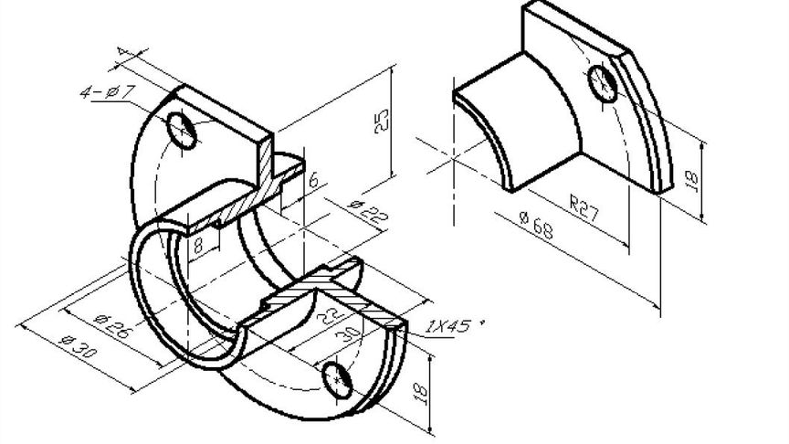 CAD制图,CAD立体图绘制,CAD实例现场版教学16-10