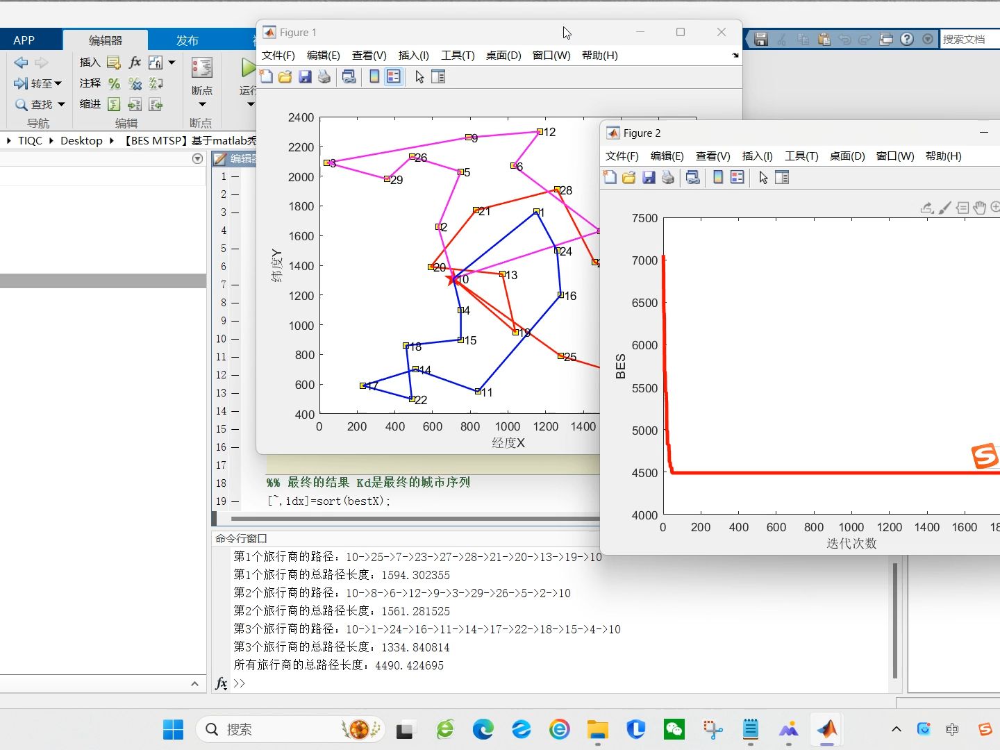 【BES MTSP】基于matlab秃鹰搜索算法BES求解单仓库多旅行商问题...