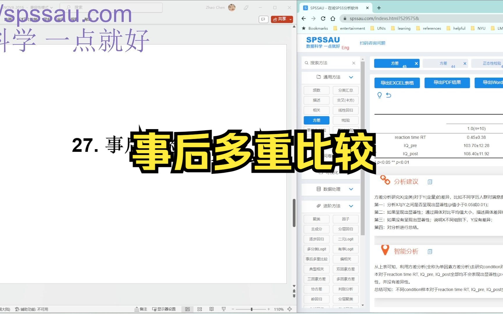 SPSS | 事后多重比较知识+案例