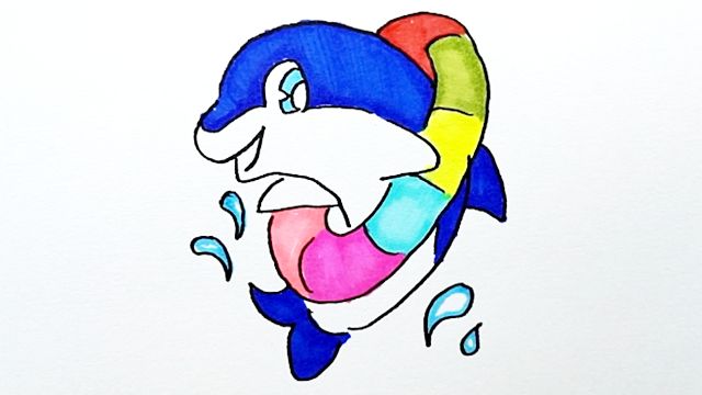 亲子育儿简笔画,海豚简笔画教程,宝妈们值得收藏哦!