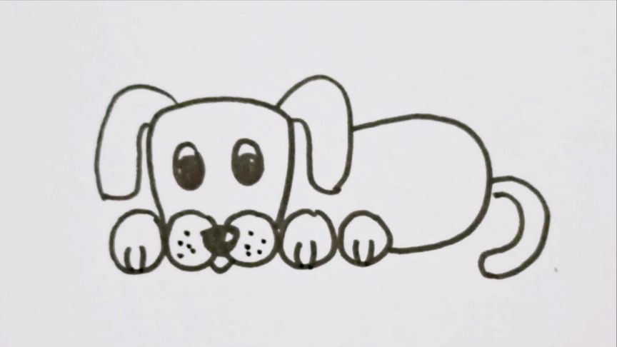 五个O画小狗,超可爱的小狗简笔画