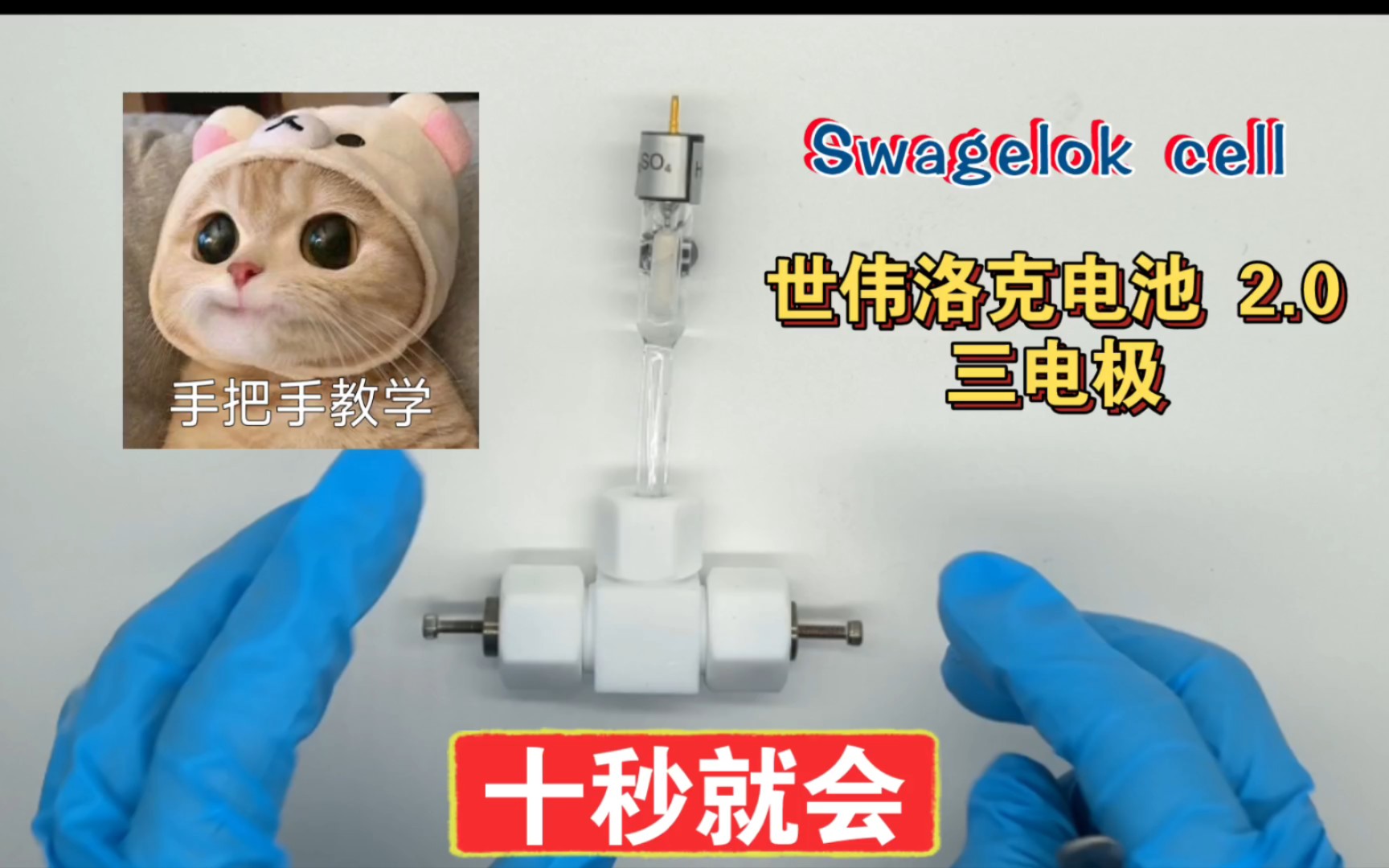 ...简单教,世伟洛克电池Swagelok cell 三电极2.0加电极片版本,麻溜学起来