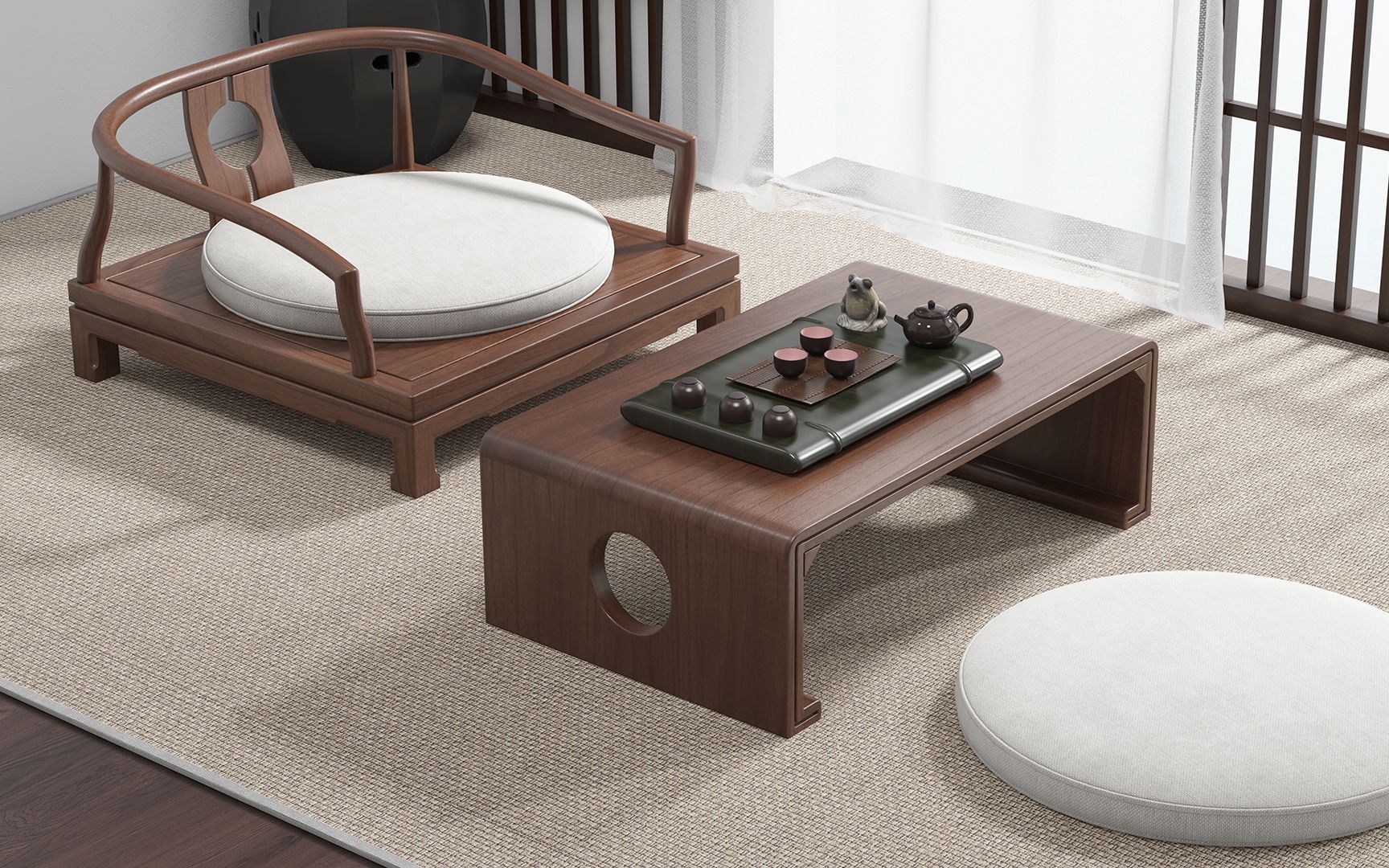 №245中式茶几建模渲染过程