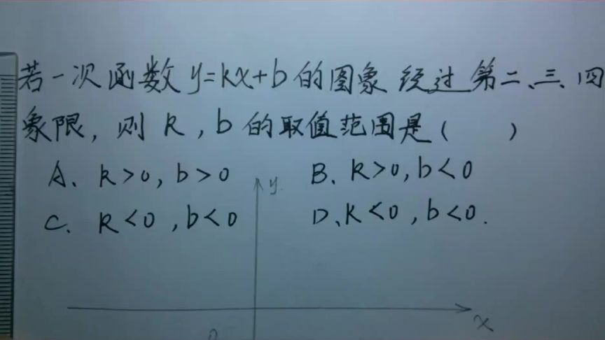 考点,根据一次函数图像经过的象限快速准确判断K,b的正负性