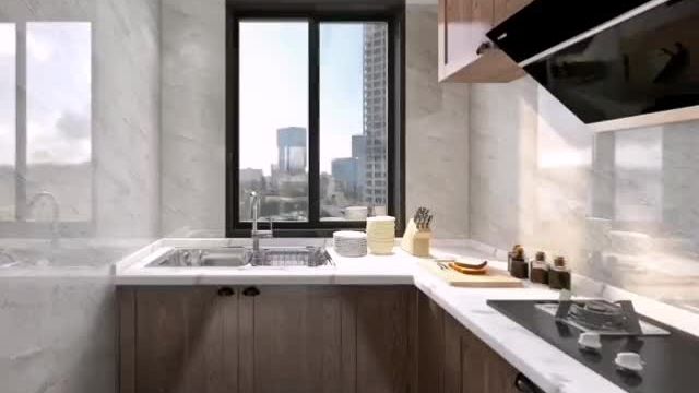 #全铝橱柜 宽2长4一共8平米的全铝厨房,用全铝橱柜这么设计布置